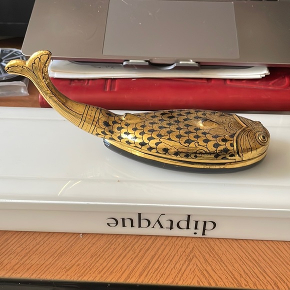 Accents | Antique Thai Hand Painted Gold Fish Box | Poshmark
